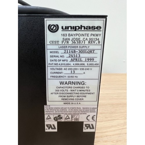 JDS UNIPHASE 2214-30SLQRT Argon Laser Head W/ 2114B-30SLQRT Laser Power Supply